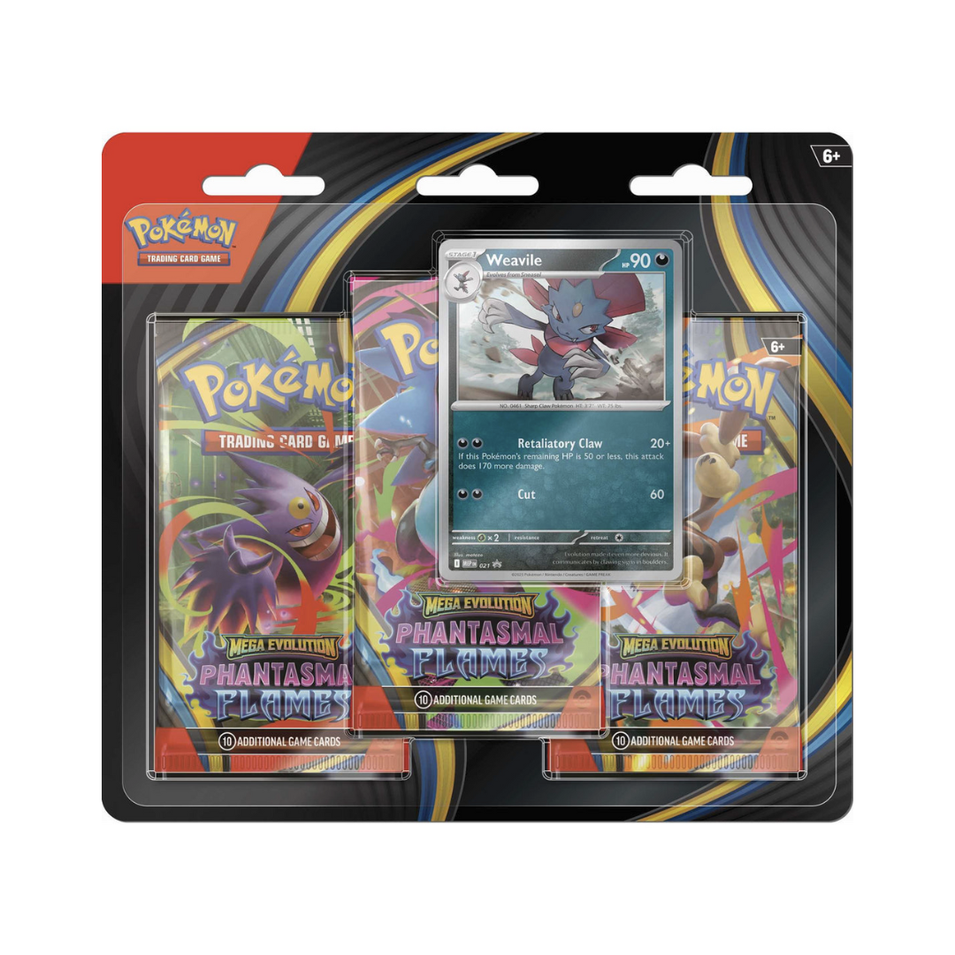 Pokémon TCG: Mega Evolution Phantasmal Flames 3 Pack - Weavile – PokéDecks